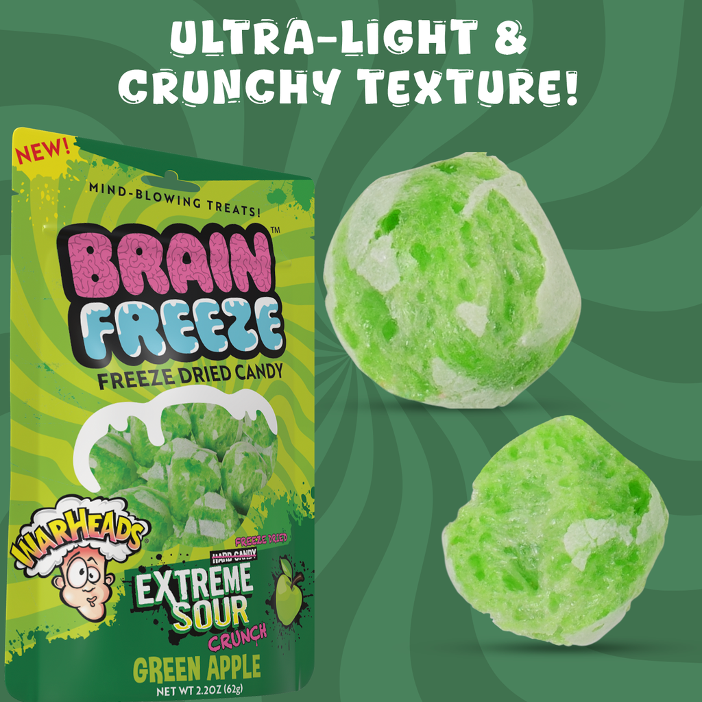Extreme Sour Crunch Green Apple– Brain Freeze™ Freeze Dried Candy