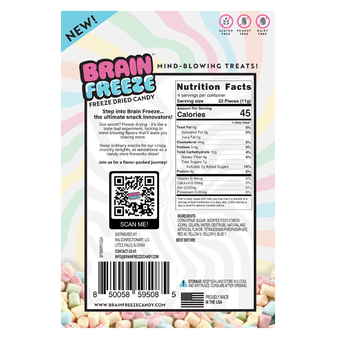 Rainbow Mini Marshmallow Puffs– Brain Freeze™ Freeze Dried Candy